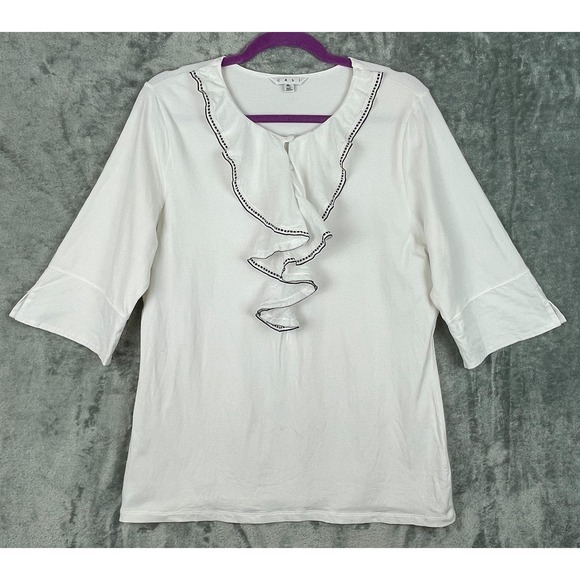 CAbi | Tops | Cabi Let Freedom Ring Ruffle Top Womens Xl White Cotton ...